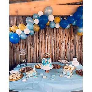 100Pcs Blue Gold White Balloon Garland & Arch Kit-100pcs Latex Balloons, 16 Feets Arch Balloon Strip Tape for Baby Shower Birthday Wedding Party Backdrop