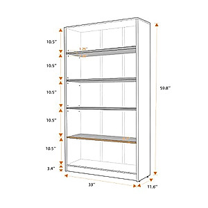 STARY 5 Shelf Bookcase Mahogany Tall Bookshelf for Bedroom 5 Tier Modern Wood Bookshelf 33" Wide 60" Tall