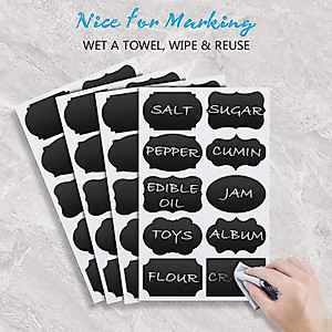Chalkboard Labels Bulk (180PCS) - 2 Free Erasable White Chalk Marker, Mini Decorative Chalk Labels, Reusable and Waterproof Black Labels for Jars Containers Kitchen Home Pantry Office
