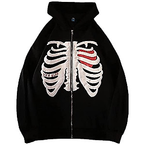 Lausiuoe Hoodies For Women Zip Up Cotton Women Zip Up Hoodie Y2k Vintage Graphic Oversized Hooded Sweatshirt Jacket Grunge Fairycore Coats Harajuku Streetwear