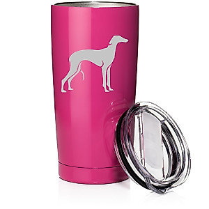 Smooth Body Tumbler Stainless Steel Vacuum Insulated Travel Mug Cup Gift Greyhound (Hot Pink, 20 oz)