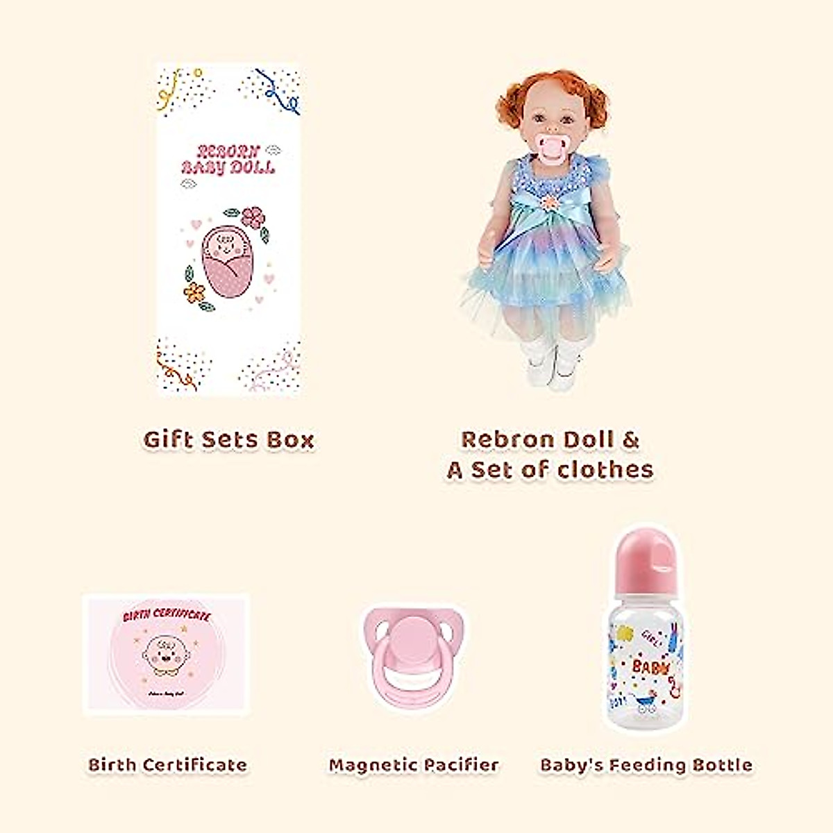 CUAIBB Lifelike Reborn Baby Dolls, 18 inch Reborn Doll Realistic Newborn Baby Doll Silicone Body, Real Life Baby Doll for Kids Gift Set Age 3+