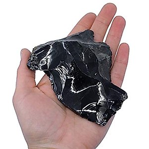 Raw Obsidian, Igneous Rock Specimen - Approx. 3"- Geologist Selected & Hand Processed - Great for Science Classrooms - Eisco Labs
