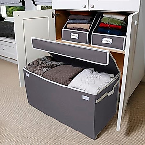 Great Useful Stuff G.U.S. Large Collapsible Toy Box | Toy Organizers, Storage bin, basket with Lid | Sturdy 600D Polyester Toy Chest | Durable, Storage Box for Kids’ Playroom | 30"x16"x16" (Ivory)