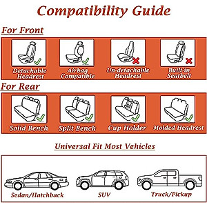 Coverado Front and Back Seat Covers 5 Pieces, Waterproof Nappa Leather Auto Seat Protectors Full Set with Head Pillow, Universal Car Accessories Fit for Most Sedans SUV Pick-up Truck, Brown