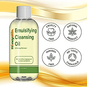 Emulsifying Deep Cleansing Oil and Make Up Remover - Face Cleanser for Women with Manuka Oil - Facial Moisturizer and Pure Cleansing Oil for All Skin Types (4oz)