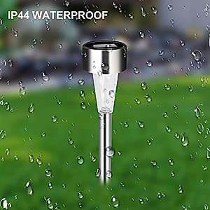 PARTPHONER Solar Outdoor Lights Pathway 12 Pack, Bright Solar Garden Lights Waterproof Stainless Steel Landscape LED Path Lights for Walkway Yard Patio Lawn, Cold White 5000K