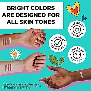 BIC BodyMark Party Pack Temporary Tattoo Marker for Skin, Premium Brush Tip, 4 Count Pack