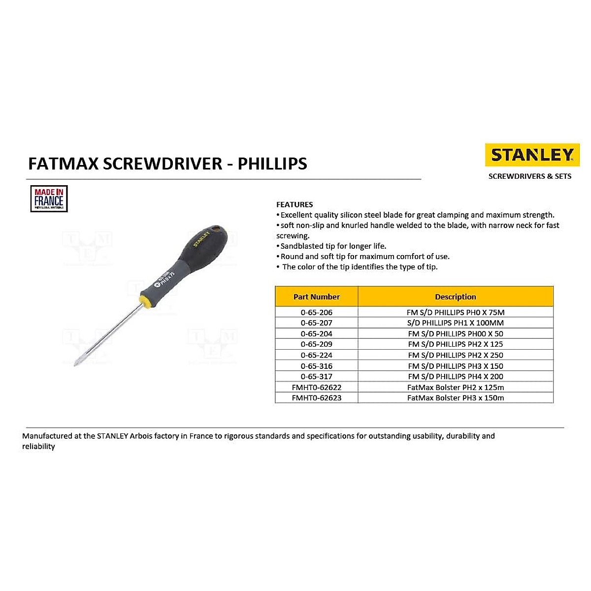 Stanley FMHT0-62622 PH2x4.92" Flared Bolster Screwdriver, Multicolor