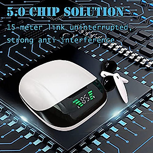 Wireless Earbuds, Touch Control Headphones, Built-in Noise Cancelling in-Ear Earbuds, Stereo Earphones with Charging Case and Digital Display, Portable Headphones for Sports/Home/Office/Fitness/Game