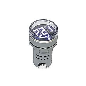 NOYITO 80-500V AC Digital Voltmeter 110V 220V 380V Red Green Yellow Blue White LCD Digital Display Small Round Head (Pack of 2) (White)