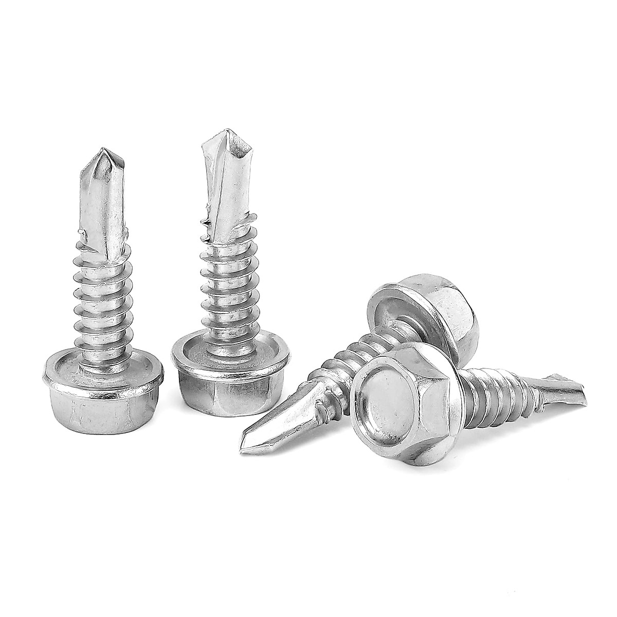 #10 x 3/4" Hex Washer Head Self Drilling Screw, Self Tapping Sheet Metal Screws, 410 Stainless Steel, 100 PCS
