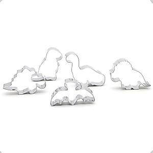 Mini Dinosaurs Shaped Cookie Cutter Set of 5 pcs, Stainless Steel Dino Fondant Cutters Set Pastry Biscuit Baking Clay DIY Molds for Kids