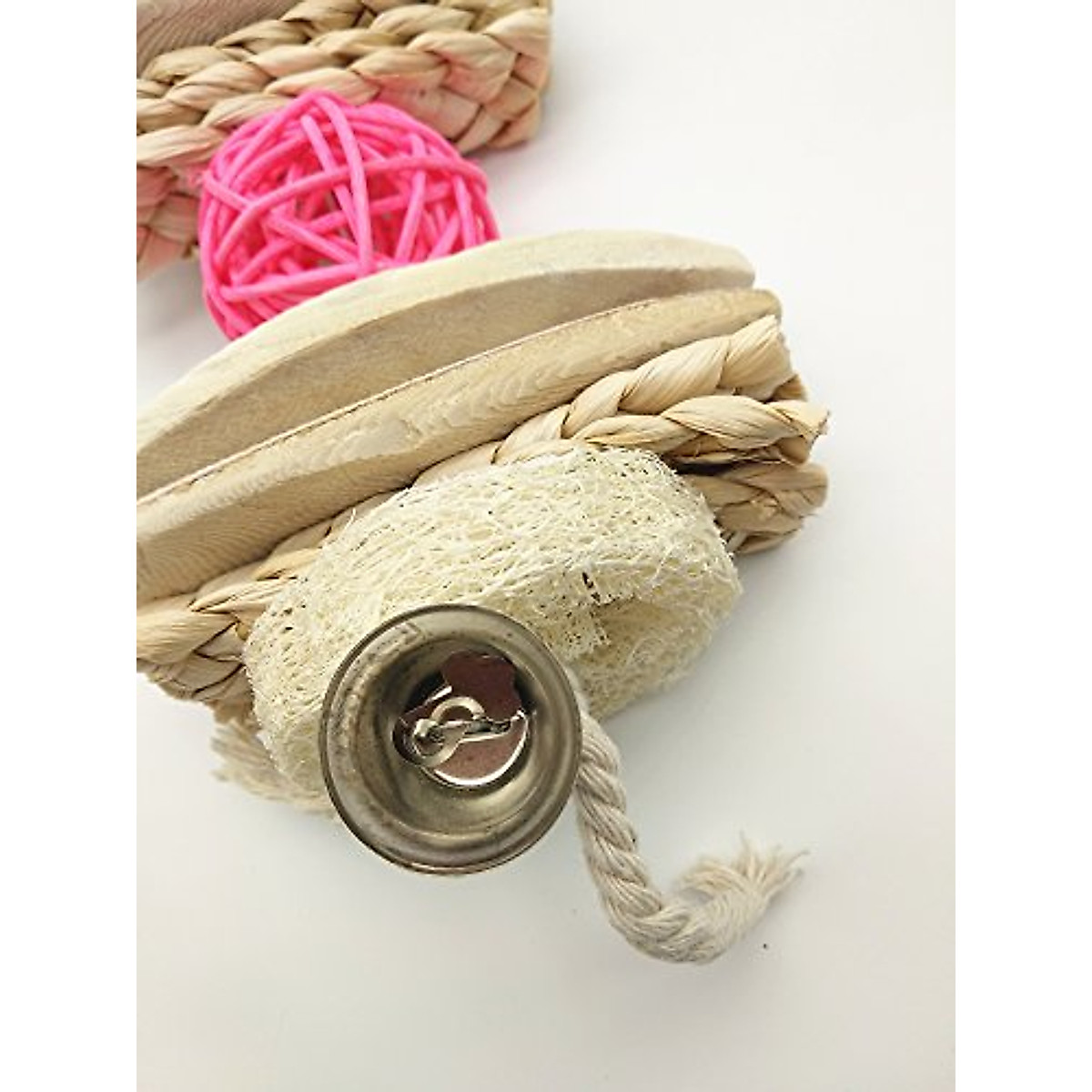 Hypeety Bird Parrot Cuttlebone Toy Bird Chew Toy Colorful Rattan Ball Toy Safe and Fun for African Grey, Amazon Conure Cockatoo Macaw Cockatiel