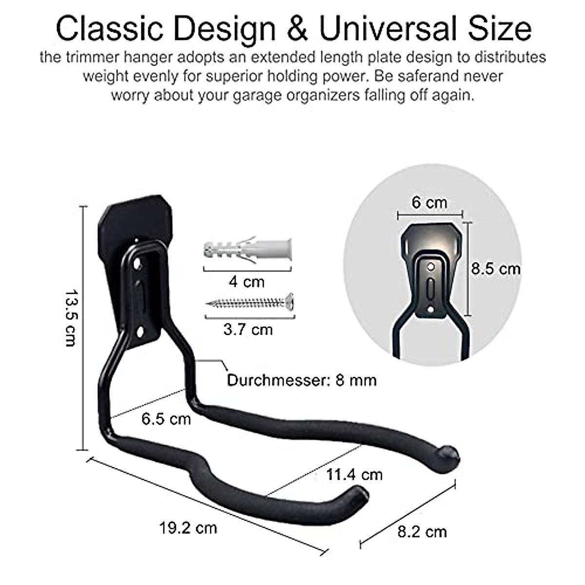 String Trimmer Hanger Bracket, Garden Lawn Trimmer Wall Mount, Falezern 1 Pcs Heavy Duty Weed Eater Rack For Garage. Garden Tool Organizer and Storage Hooks for Garage Trimmer, Garden Wall, Tool Room.