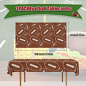 3PCS Football Tablecloths for Football Party Decorations Plastic Disposable Touchdown Football Game Day Party Table Covers for Rectangle Tables Birthday Party Superbowl Decorations, 54 x 108 Inches