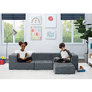 Delta Children Cozee 4-Piece Customizable Sectional Sofa Set, Grey