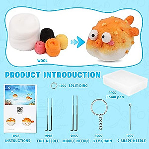 IMZAY Needle Felting Kit, Needle Felting Starter Kit, Needle Wool Felting Tools Kit with Felting Needles, Foam Mat, Wool Roving, Instruction, and Other Wool Felting Supplies- Orange Fish
