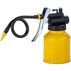 Multipurpose Metal Oil Can,Oil Can Pump Oiler with 2 Spout for All Lubrication Need of Car, Bikes and Machines -8 oz.Yellow Oil Can Capacity