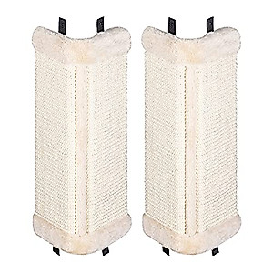 Navaris Corner Wall Cat Scratcher (Set of 2) - Wall Mounted Sisal Scratching Pad for Cats - Vertical Corner Mount Scratch Panel Protector for Walls