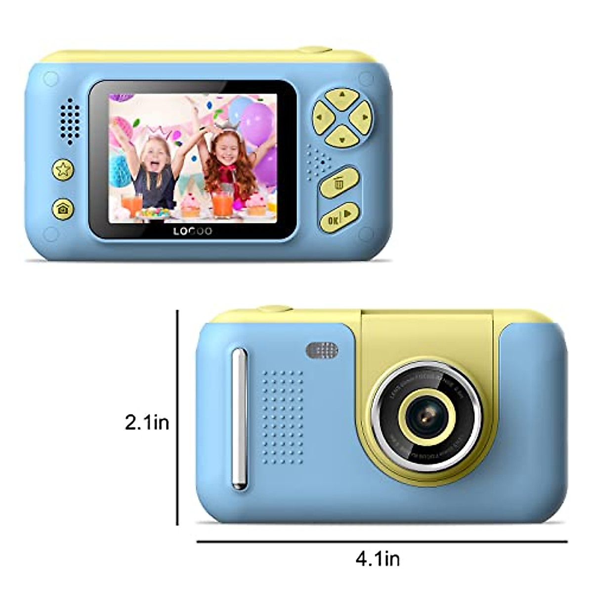 Christmas Children's Digital Camera 3-10 Years Old Christmas Birthday Gift 2.4 Inch 1080P Toddler Camera Portable Handheld Reversible Children's Digital 32GB Memory Camer, Gift for