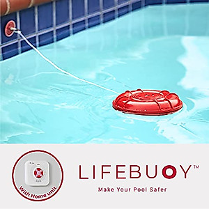 lifebuoy Pool Alarm System - Pool Motion Sensor with Advanced Algorithm - Smart Pool Alarm That is Application Controlled. Powerful Sirens Blare at Poolside and Indoors