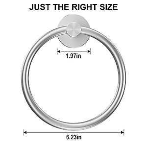 SetSail Towel Holder for Bathroom Wall Silver Towel Ring SUS304 Stainless Steel Hand Towel Holder Heavy Duty Towel Hanger for Bath, Kitchen Drill Hole, 2 Pack