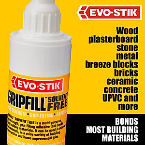Evo-Stik GRIPFILL Solvent Free Adhesive, Multi-Purpose, High Strength, Gap Filling, Colour: White