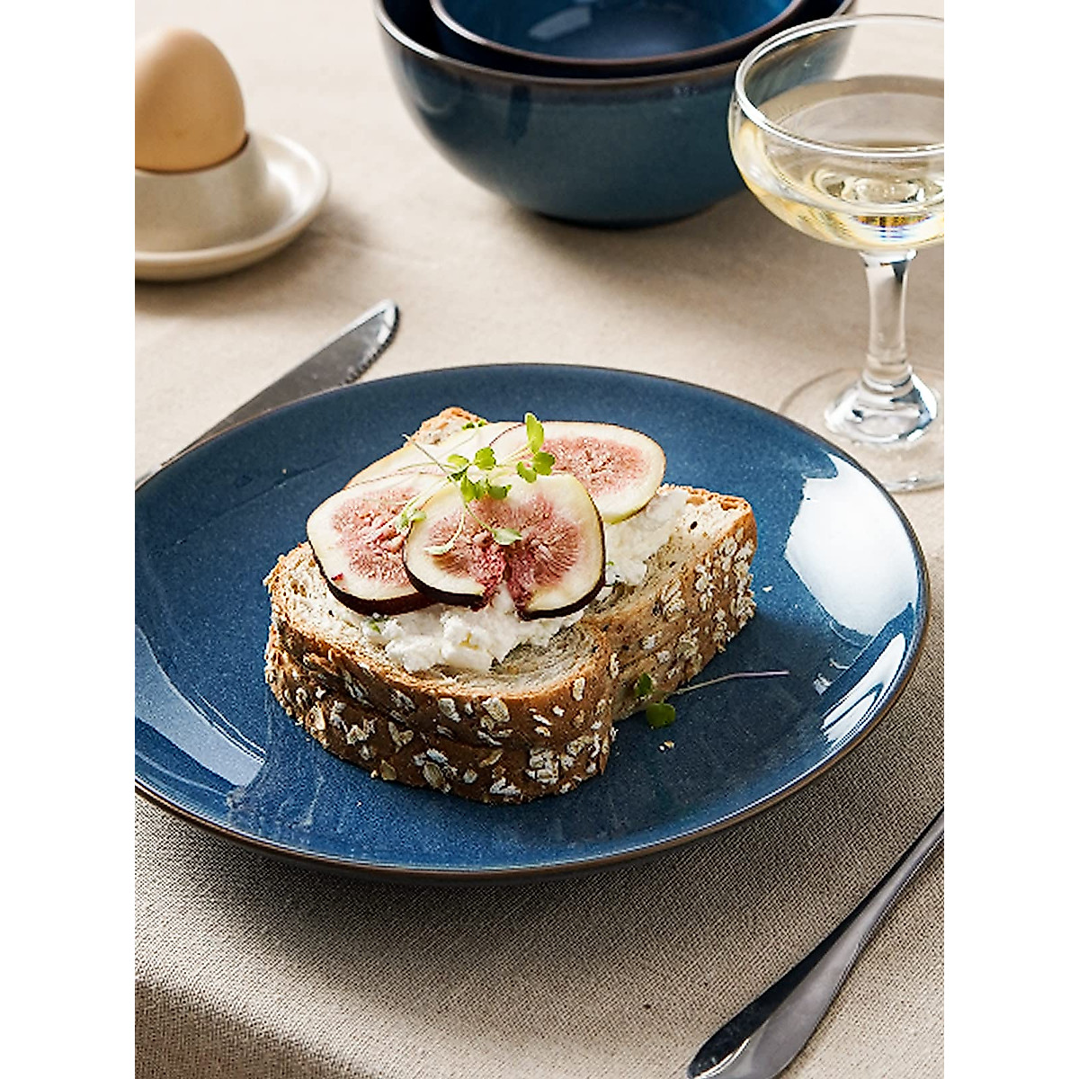 LE TAUCI Dinner Plates 10.5 Inch, Ceramic Salad Plate Set, Kitchen Serving Dishes for Housewarming Thanksgiving Christmas, Microwave Oven Safe - Set of 6, Reactive Glaze, Ceylon Blue