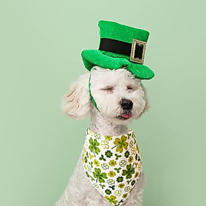 St Patrick Dog Bandana, Holiday Lucky Clover Cat Bib for Large Medium Small Puppies Pets