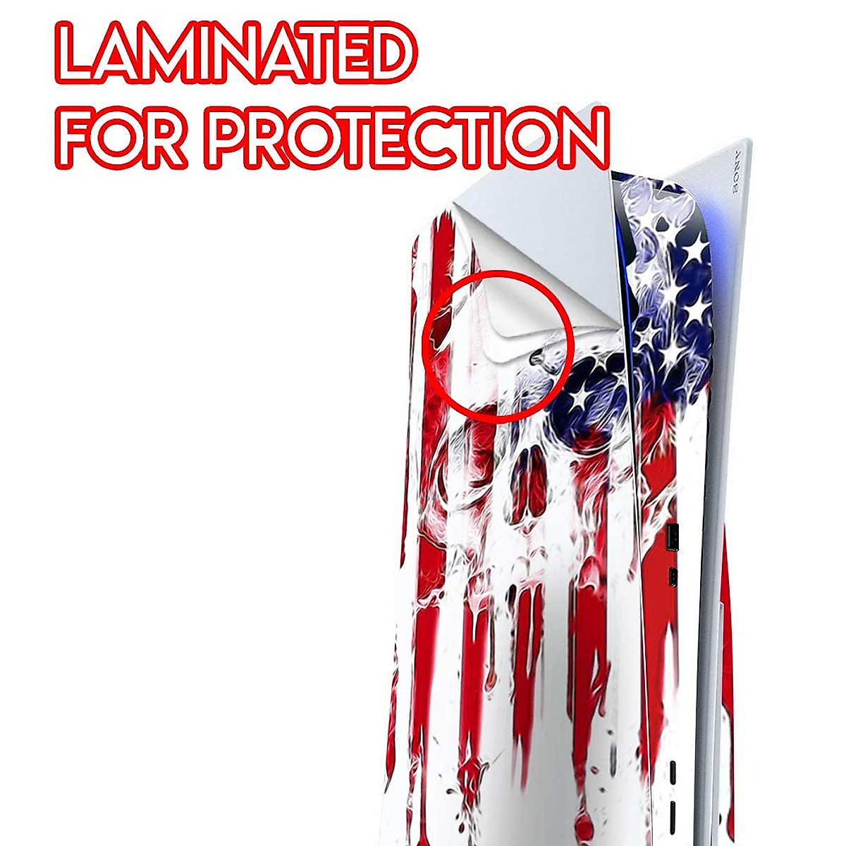ITS A Skin Skins Compatible with Sony Playstation 5 Console Disc Edition - Protective Decal Overlay Stickers wrap Cover - U.S.A. Flag Skull Drip