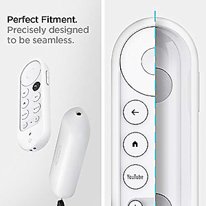 Spigen Silicone Fit Designed for Chromecast with Google TV Voice Remote Case Cover (Metal Plate and Magnetic Included) - White