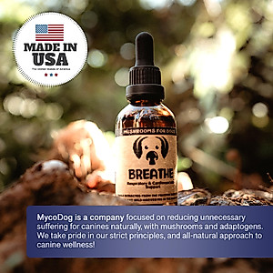 MycoDog Breathe Mushroom Extract & Adaptogen Tincture for Canines - Mushroom & Ashwagandha Supplements for Dogs with Breathing Challenges - Reishi Mushroom, Chaga, Cordyceps Mushroom & Artist Conk