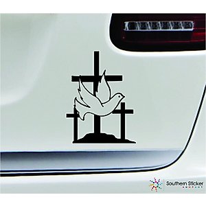 Holy Trinity Dove and Cross 5.2x3.9 Black America United States Color Sticker State Decal Vinyl - Made and Shipped in USA