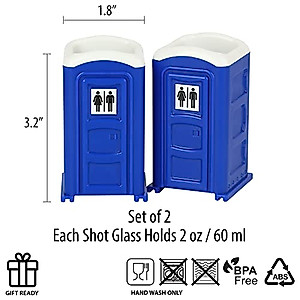 Porta Potty Shot Glasses, 1 Gift for Your #2 Humor", Funny Shot Glasses, Gag Gift for Men, White Elephant Exchanges, and Shot Glass Collectors