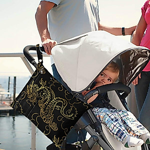 visesunny Gold Dragon 2Pcs Wet Bag with Zippered Pockets Washable Reusable Roomy for Travel,Beach,Pool,Daycare,Stroller,Diapers,Dirty Gym Clothes, Wet Swimsuits, Toiletries
