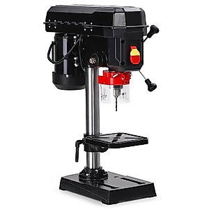 8 Inch Benchtop Drill Press, 2.5Amp Benchtop Drill Machine, 5 Speed Adjustable, Swing Distance 0-45° Tiltling Tabletop Drilling Machine for Wood, Metal