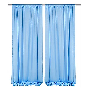 Cytdkve 2 Panels 4.8 Feet x 10 Feet Sky Blue Velvet-Like Wedding Backdrop Curtain Drapes, Silky Soft Window Curtains Panels for Wedding Ceremony Birthday Party Decorations