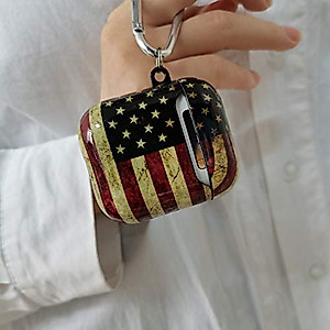 KUXEEN Case Cover Compatible with Airpods, 3 in 1 Cute Hard Airpods Accessories Protective Case Portable & Shockproof Cover Case Portable for Airpods 2 & 1 Women Girls Men (American Flag)