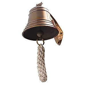 4" Solid Antique Brass Bell Quality Marine Wall Mounted Ship Hanging Bell Perfect for Dinner, Indoor, Outdoor, School, Bar, Reception, Last Order & Church by The Metal Magician