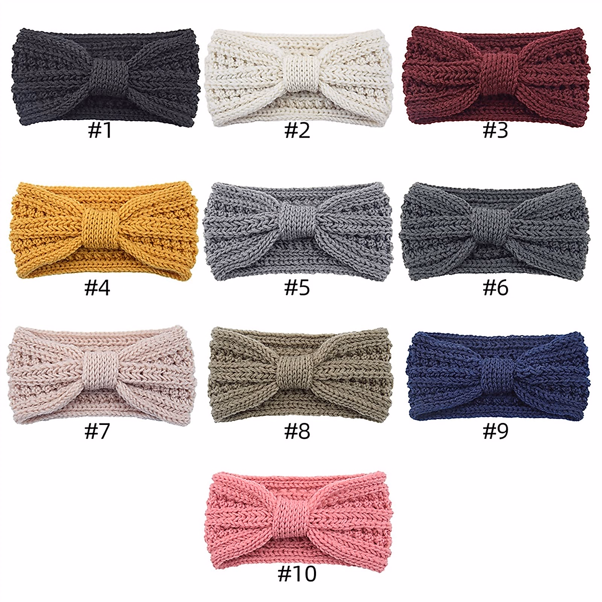 Autumn and Winter Knitting Hair Band Wheat Bowknot Sports Headband Knotted Ear Protection Head Cover Warm Hair Accessories 1Pcs (Color : 7 Light Pink)