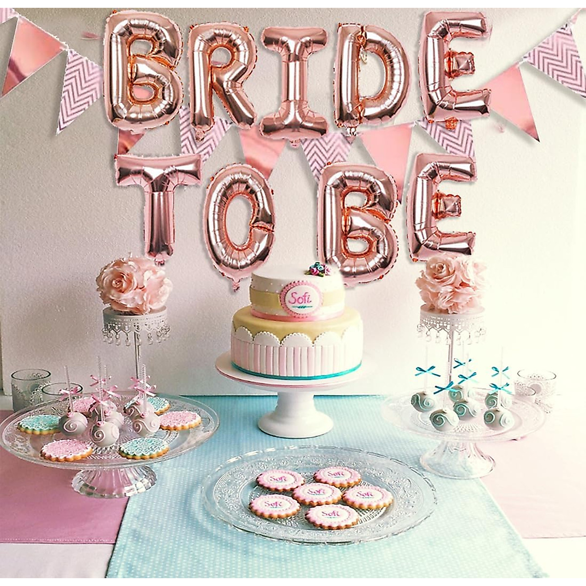 BINQOO Bride to Be Bachelorette Party Kit Rose Gold Banner Miss to Mrs Foil Balloons Bride to Be Sash for Bridal Shower White Confetti Balloons Engagement Wedding Party Decor Set