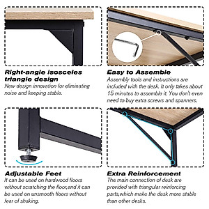 HCB Computer Desk 47inch Home Office Desk Writing Study Table Modern Simple Style PC Desk with Black Metal Frame(Nature),47inchx24inchx29inch