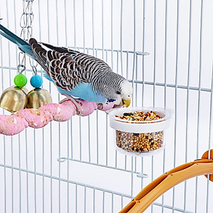 6 Pack Detachable Transparent Bowl Plastic Food Cup Convenient Hanging Seed Water Feeder for Parrot Canary Finch Small Size Bird