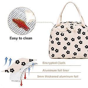 LEDAOU Lunch Box for Women Insulated Lunch Bag Corduroy Lunch Tote Bags Leakproof Cooler Lunch Case for Travel Work Picnic