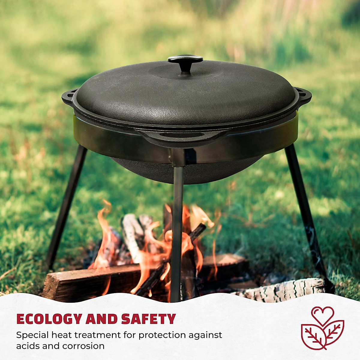 Dutch Oven Pot with Lid Syton 18 Quarts (17 L) - Camping Dutch Oven - Cast Iron Cookware Set - Uzbek Kazan Cast Iron – Premium Camping Cookware