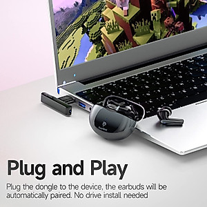 EasySMX Wireless Gaming Earbuds for PC, PS5 with Mic, 30ms Low Latency, Bluetooth/2.4GHz Wireless, USB-C Dongle Included, Compatible PS4, PS5, VR, Switch, Steam Deck, Black (TG-01)