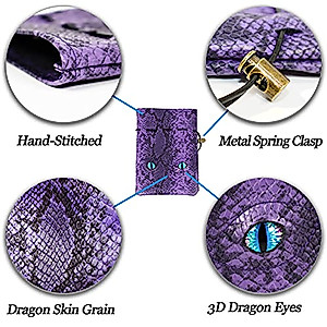 DND Dice Bag Can Cover 6 Dice Sets, Glow in The Dark Eyes D and D Dice Storage Pouch, Purple Dragon Leather Coins Bag for Fantasy Dragons and Dungeons Games Accessories, Drawstring Dice Pouch