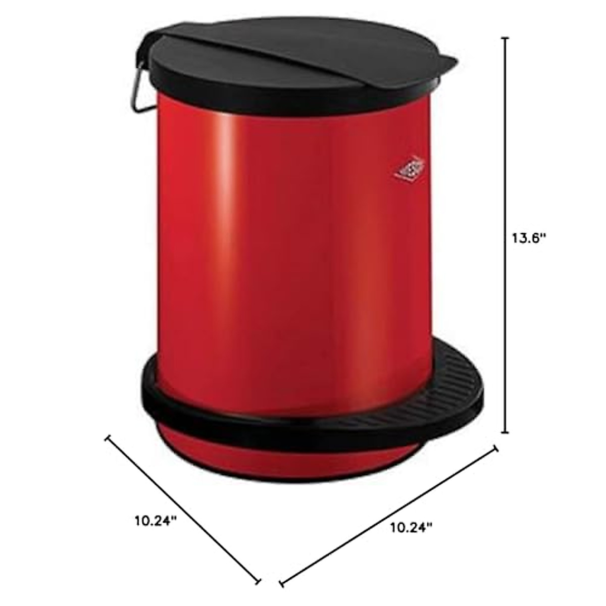 WESCO 111 111212-02 Pedal-Type Trash Can, Red, Size: Diameter 10.2 x Height 13.6 inches (26 x 34.5 cm), Pedal Bin 13L