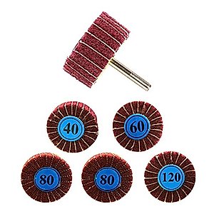 SCOTTCHEN Abrasive Flap Wheel Sander 2"x1" x 1/4" Shank Mounted Non-woven Interleaves for Drill Grit 40/60/80x2/120 - 5 Pack